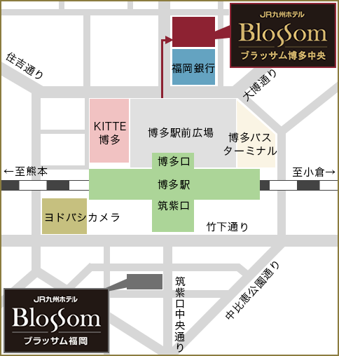Access | [Official] JR KYUSHU HOTEL Blossom Hakata Chuo |Hakata Station ...